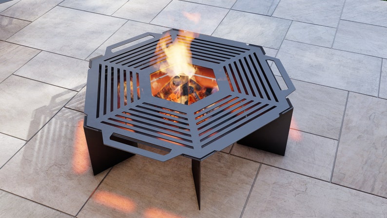 Fire Pit With Grill Hexagon V2. Digital Product, Files DXF, SVG for CNC ...
