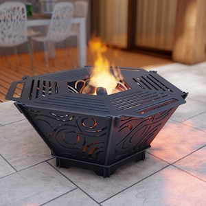 Fire Pit With Grill Hexagon 5 in 1. Digital Product, Files DXF, SVG for ...