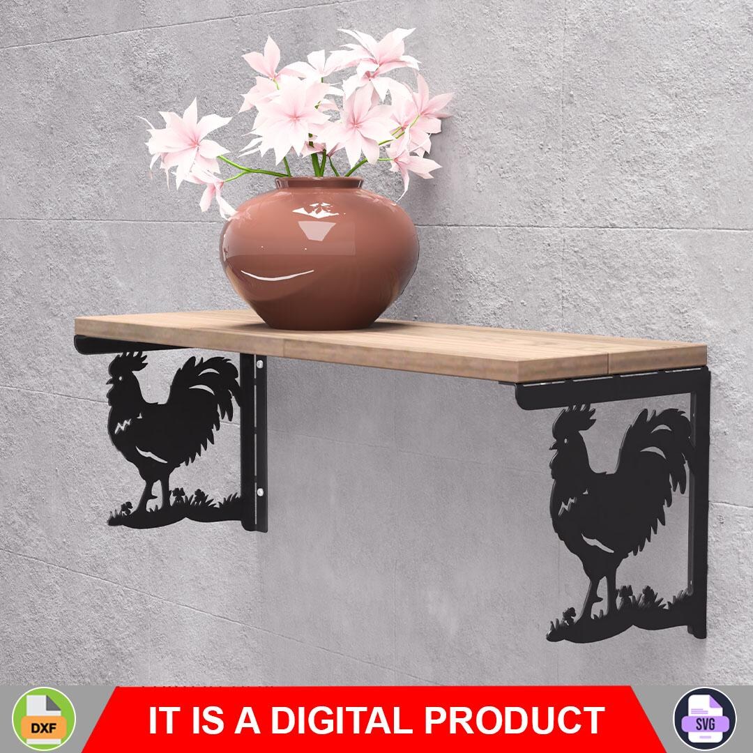 Rooster Shelf Brackets, Digital Product, Files DXF, SVG for CNC, Plasma ...