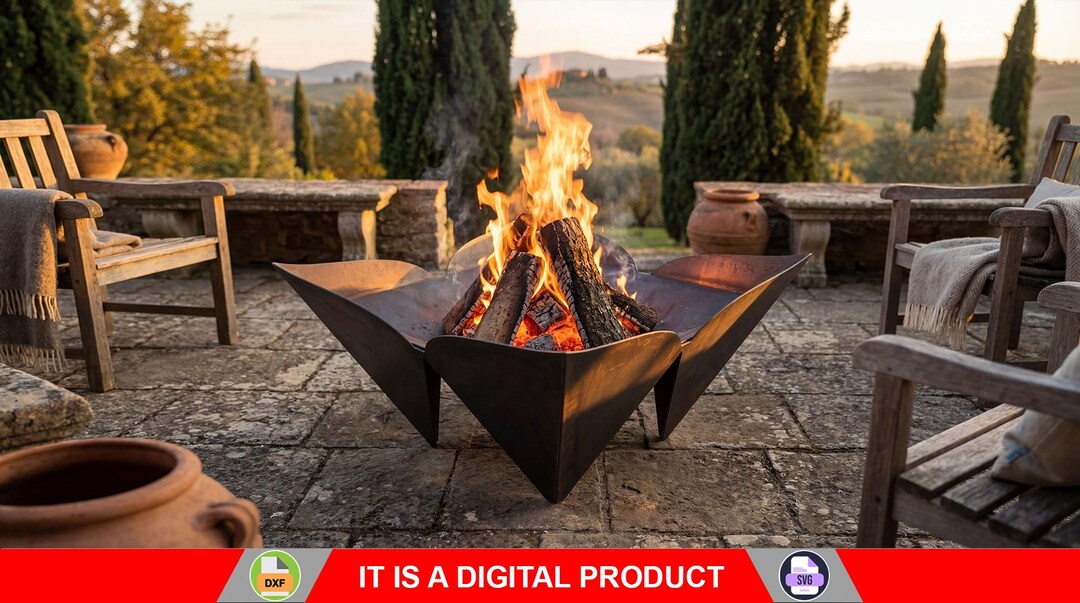 Square Flower Fire Pit. Digital Product, Files DXF, SVG for CNC, Plasma ...