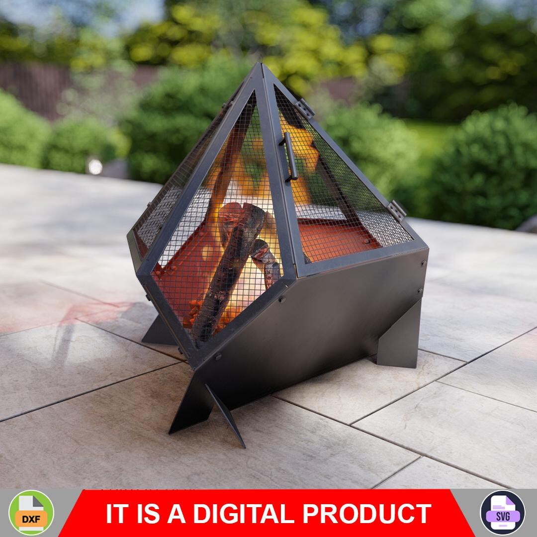 Fire Pit Triangle With Spark Arrestor. Digital Product, Files DXF, SVG ...