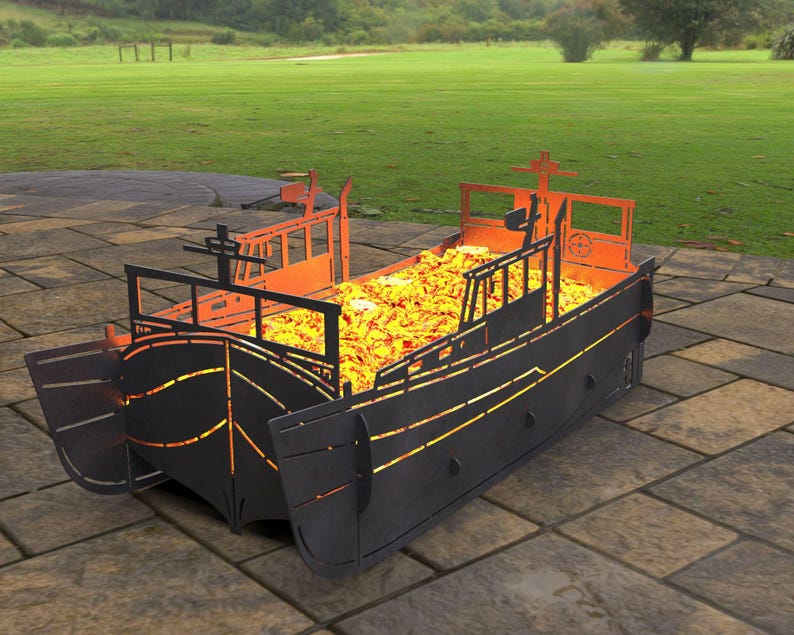 Boat Fire Pit, Digital Product, Files DXF, SVG for Cnc, Laser, Plasma ...