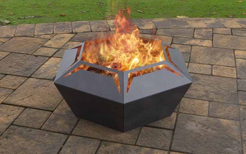 Hexagon With Cutouts Fire Pit, Digital Product, Files DXF, SVG for Cnc ...