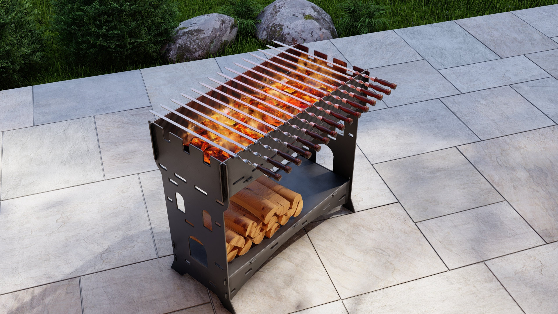 Brazier Tower for Kebab. Digital Product Files DXF, SVG for CNC, Plasma ...