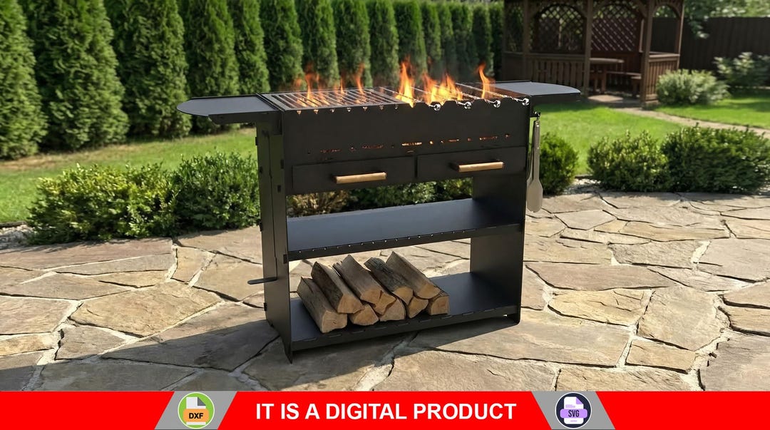Collapsible Grill With an Ashtray, Digital Goods, Files DXF, SVG for ...