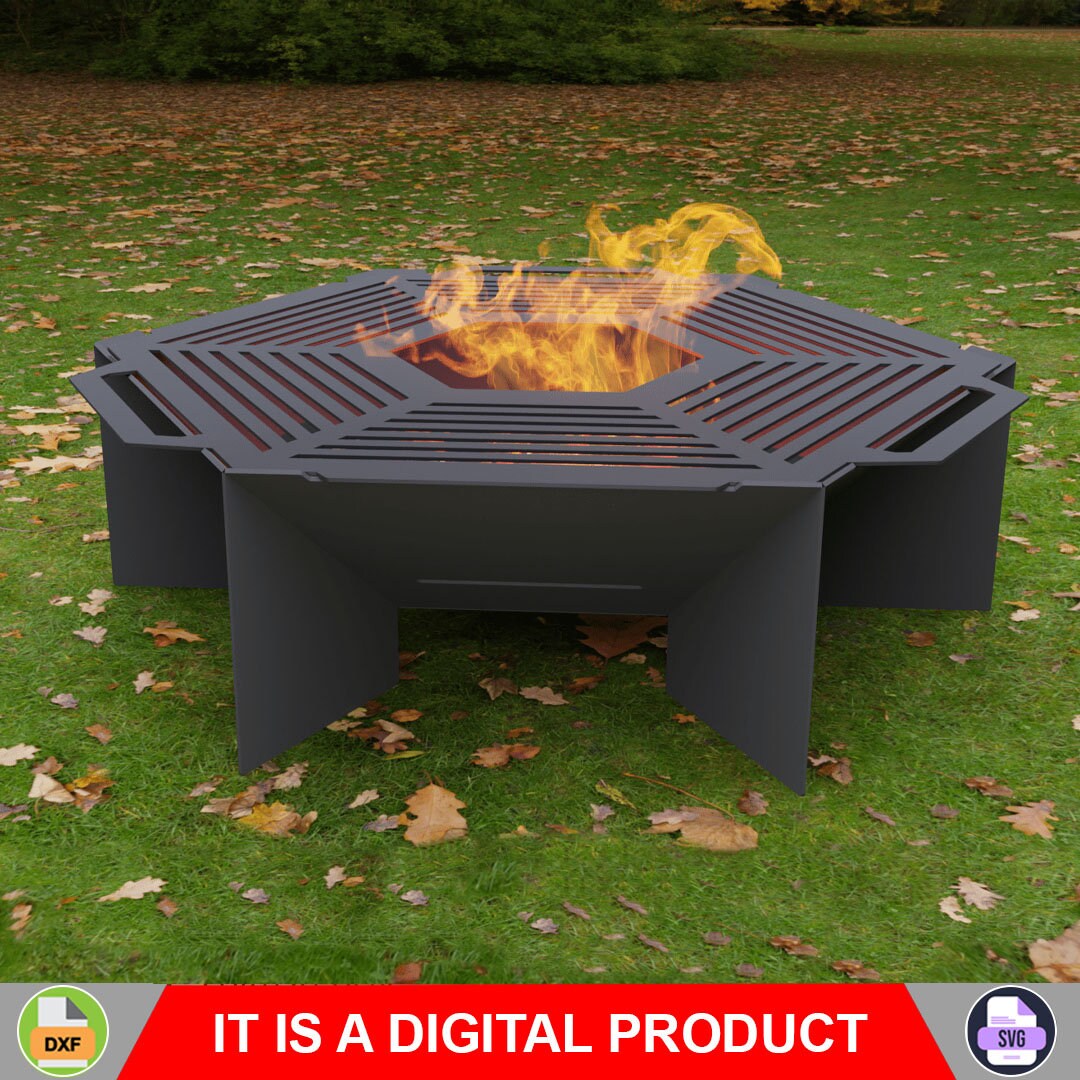 Fire Pit With Grill Hexagon V2. Digital Product Files DXF - Etsy
