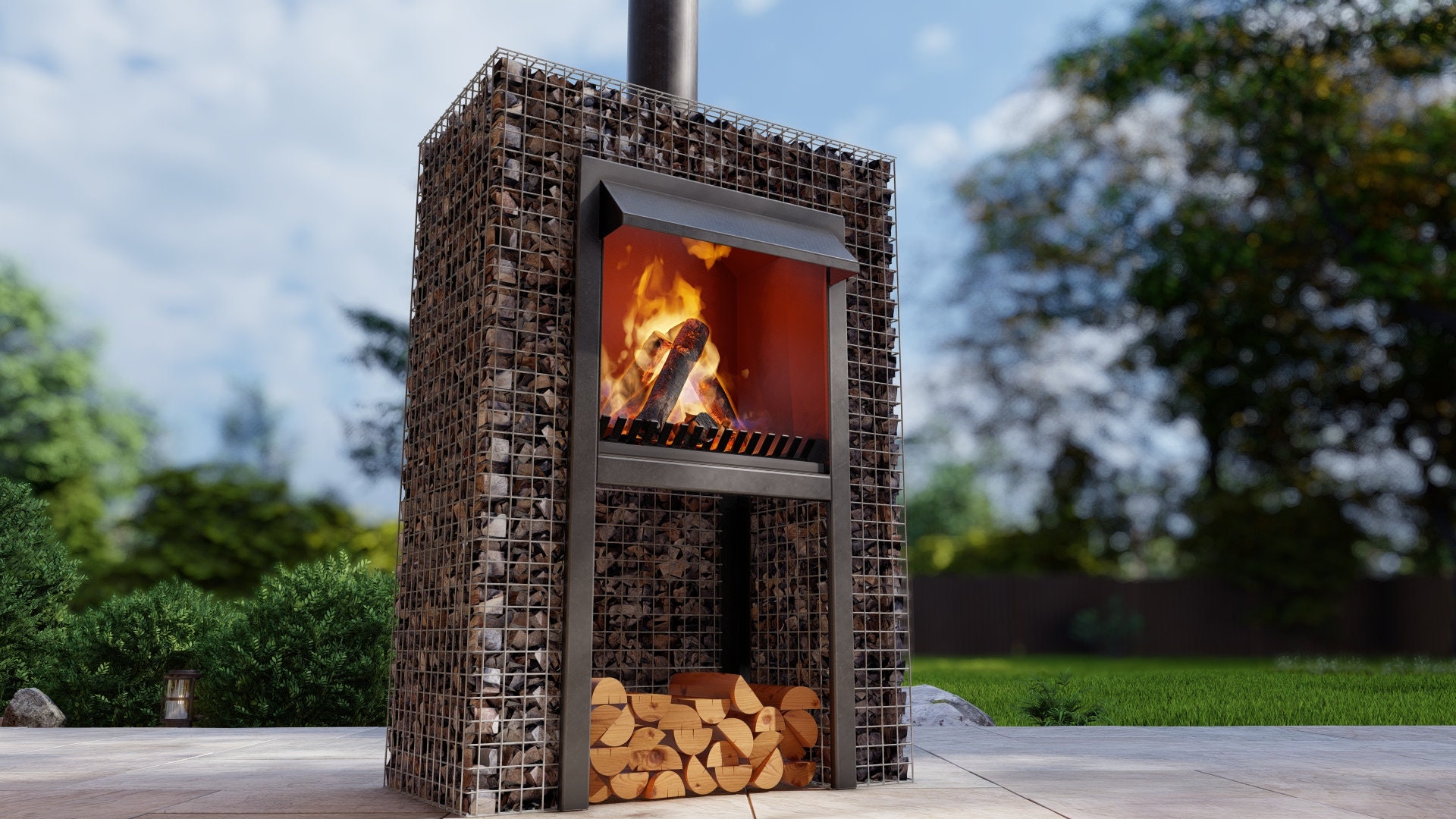 Gabion Fireplace. Digital Product, Files DXF, SVG for CNC, Plasma ...