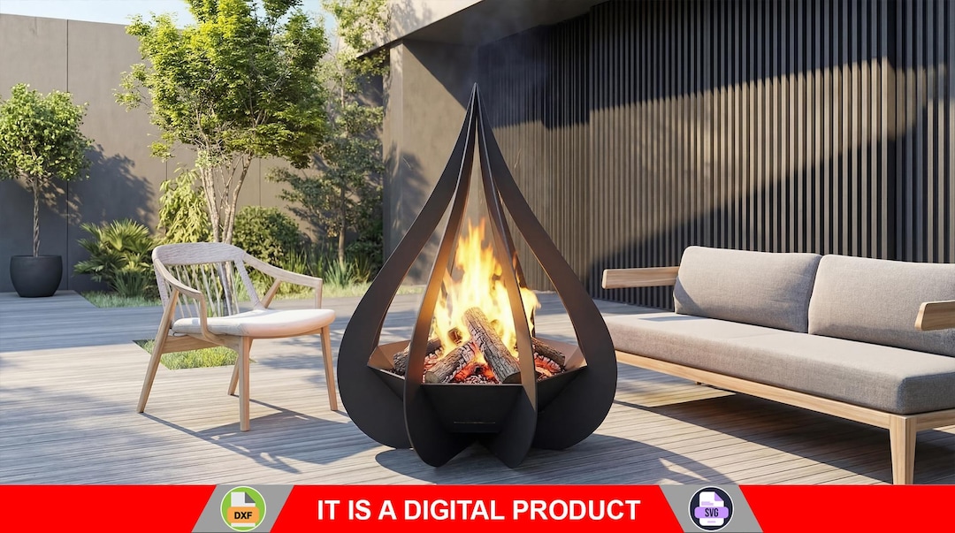 Flower Bud Fire Pit, Digital Product, Files DXF, SVG for Cnc, Plasma ...