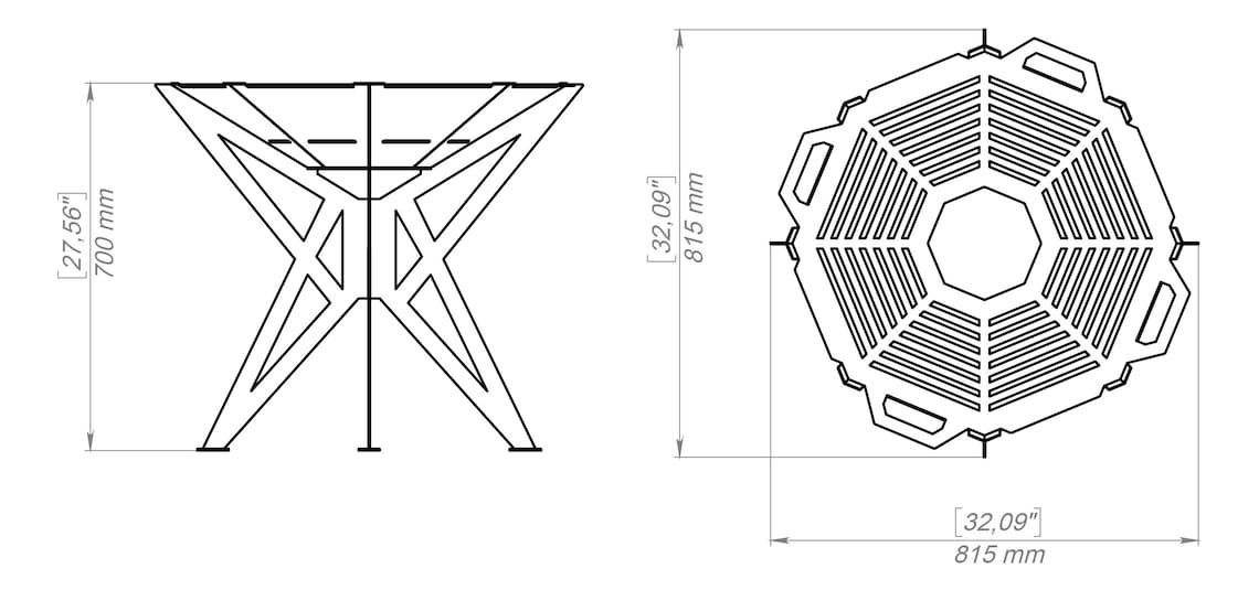Fire Pit With Grill Octagon High. Digital Product, Files DXF, SVG for ...