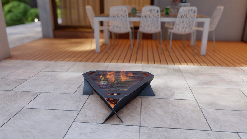Fire Pit With Grill Triangle 3 Size. Digital Product Files DXF, SVG for CNC, Plasma, Laser ...