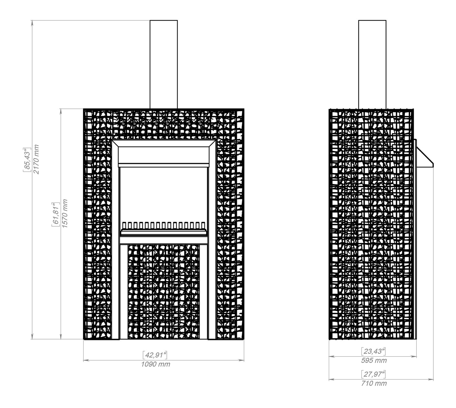 Gabion Fireplace. Digital Product, Files DXF, SVG for CNC, Plasma ...
