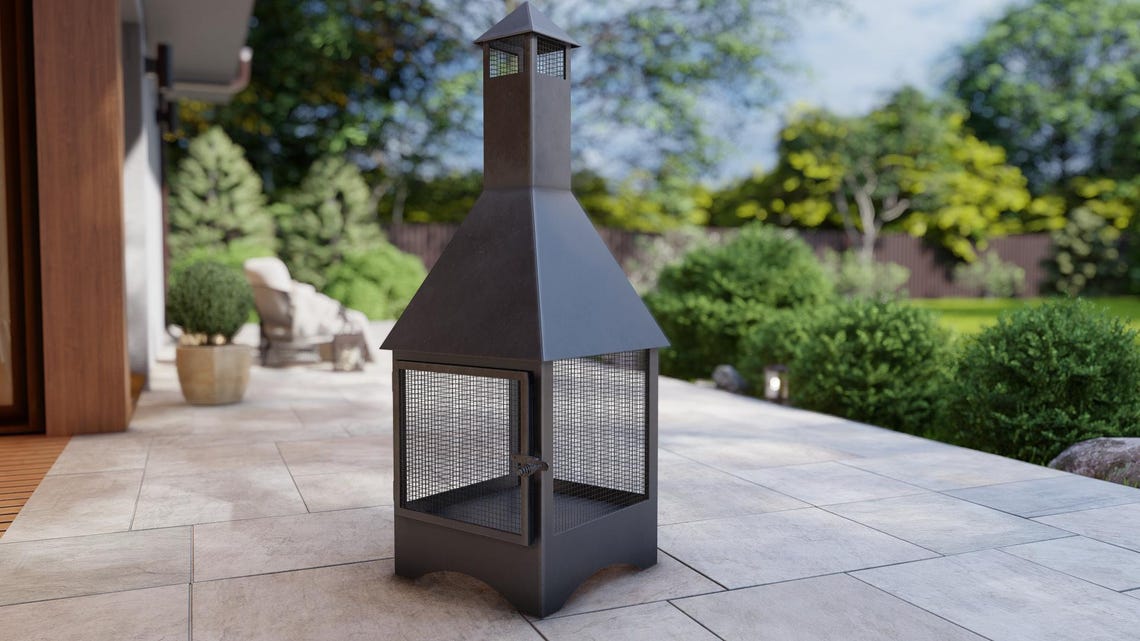 Outdoor Fireplace Vision Square With Spark Arrestor. Digital Product ...