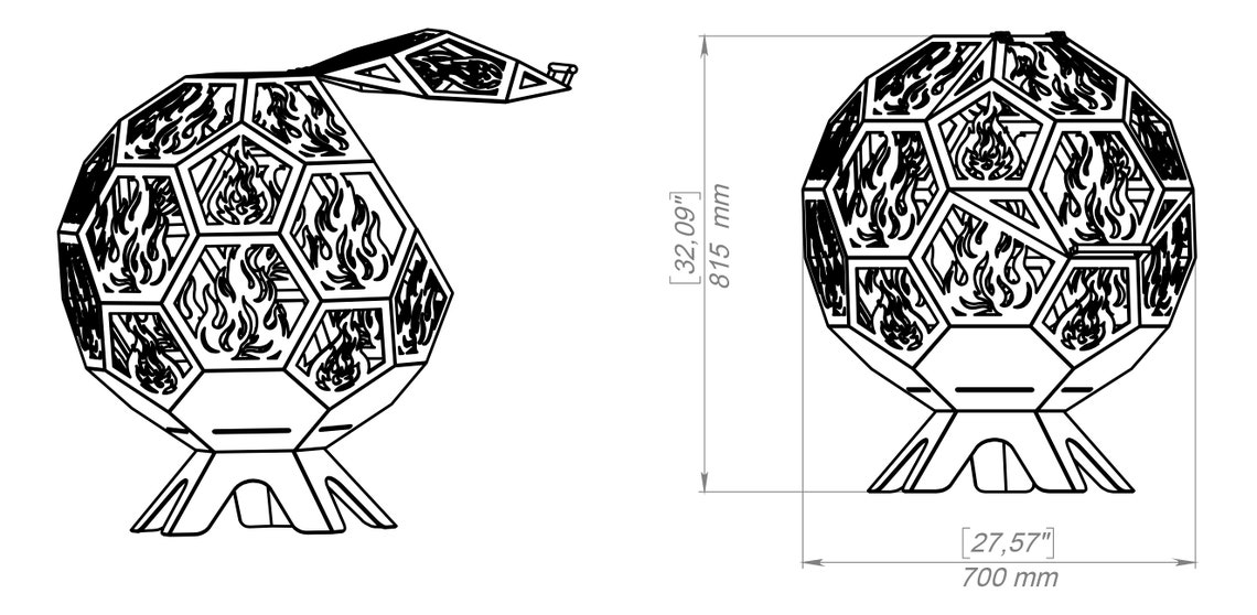 Fireball With Lid. Digital Product Files DXF SVG for CNC - Etsy Canada