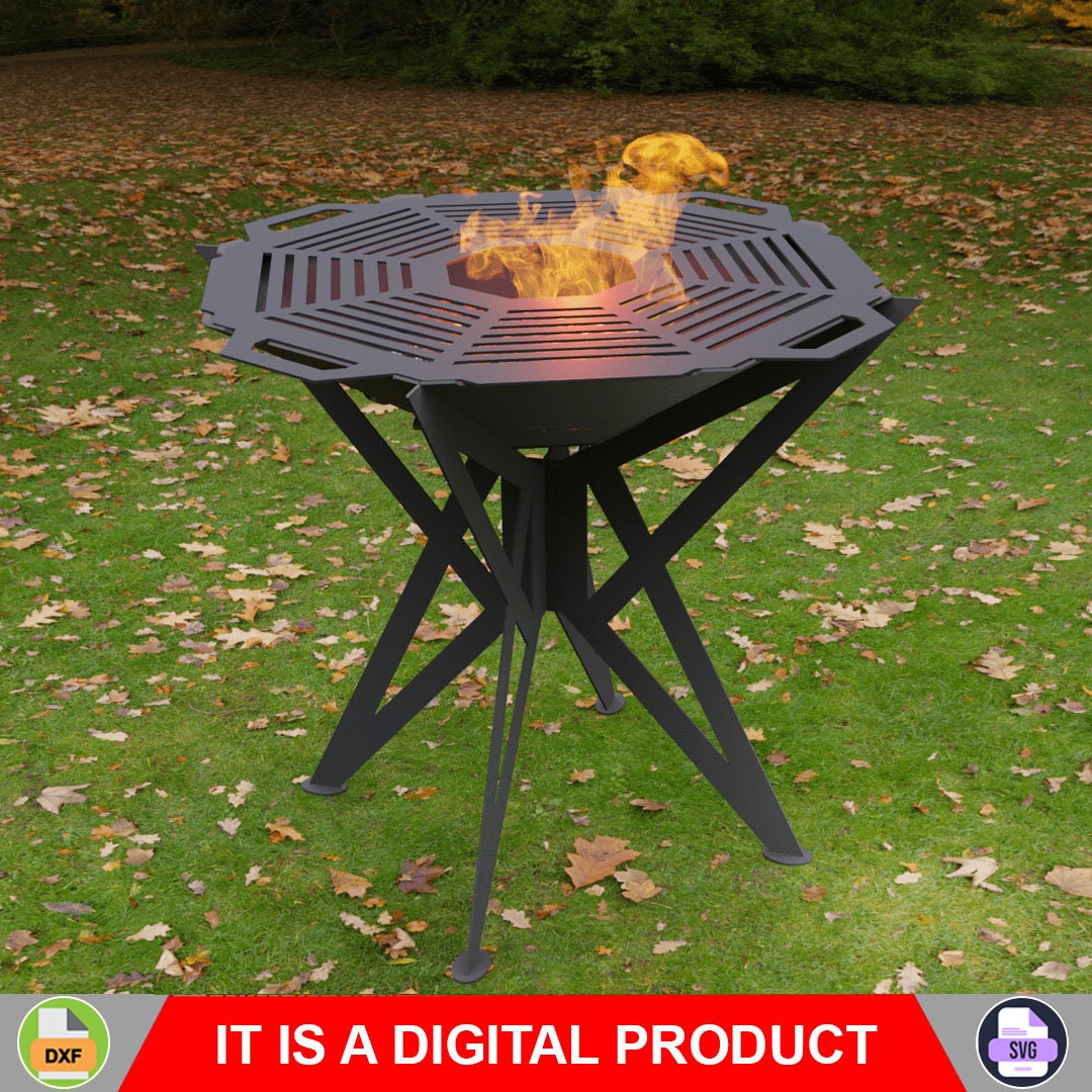 Fire Pit With Grill Octagon High. Digital Product Files DXF - Etsy
