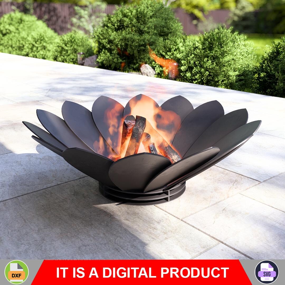 Flower Fire Pit V4. Digital Product, Files DXF, SVG for CNC, Plasma ...