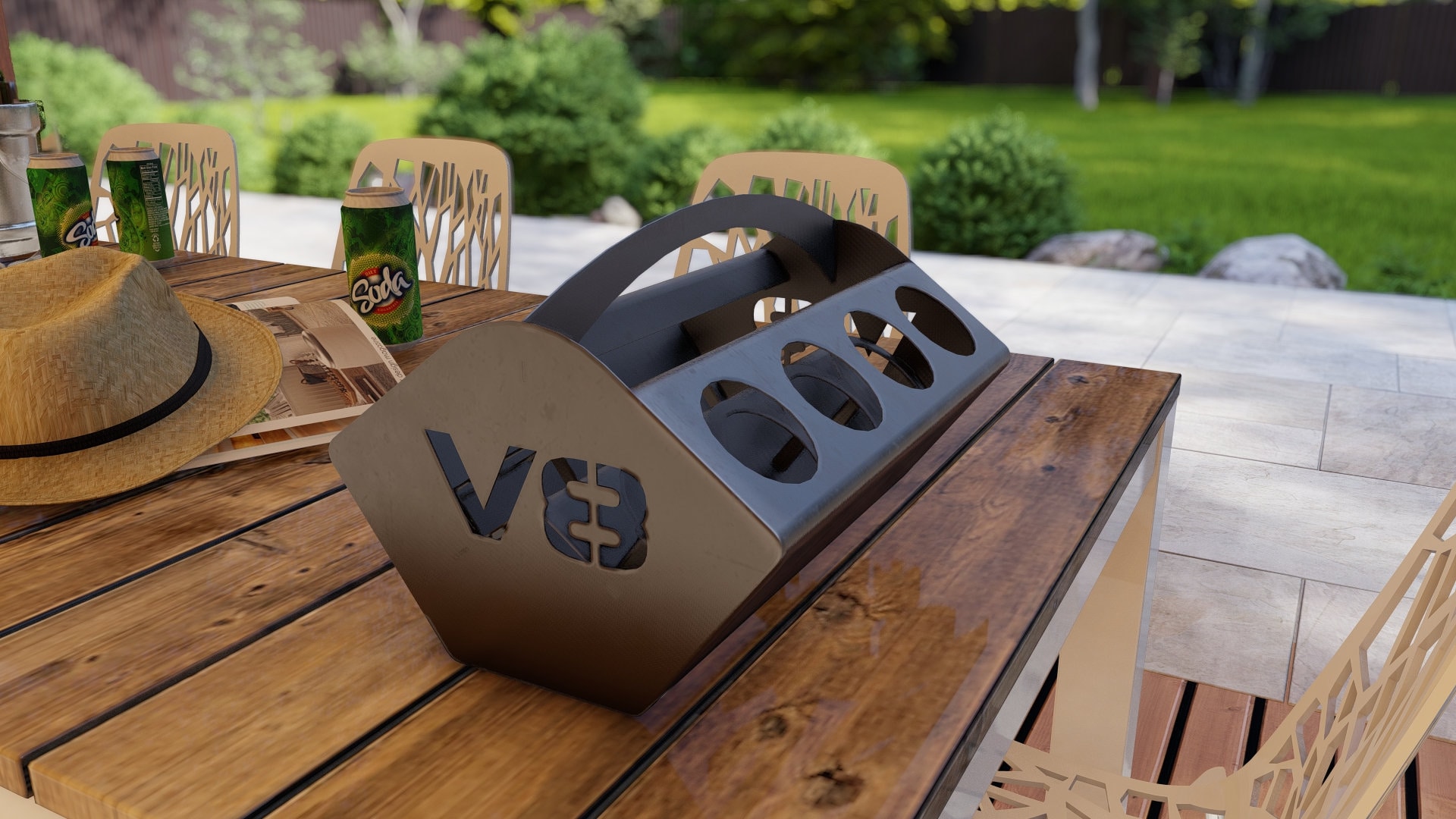 Beer and Soda Holder Engine V8 II. Digital Product, Files DXF, SVG for ...