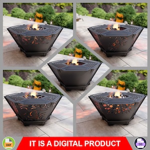 Fire Pit With Grill Hexagon 5 in 1. Digital Product, Files DXF, SVG for ...