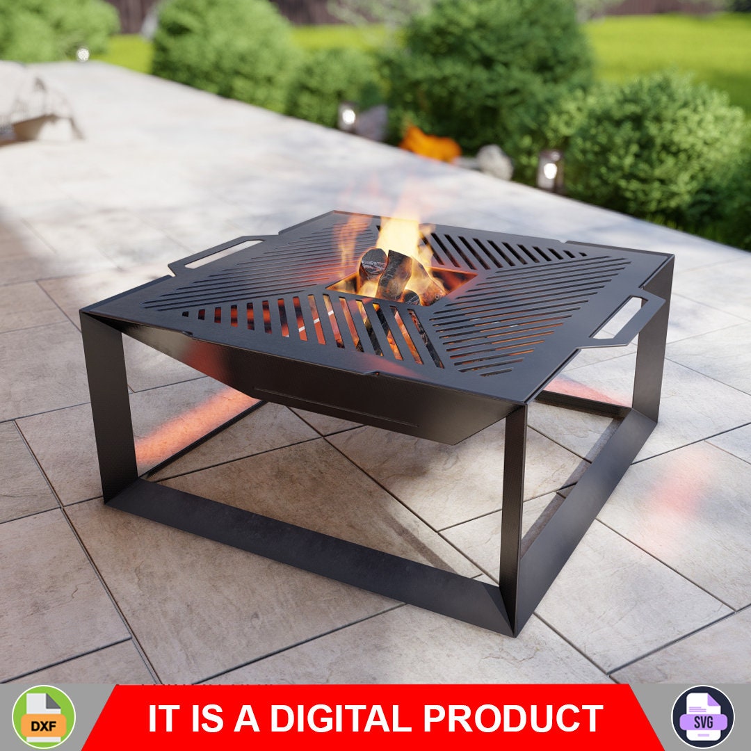 Fire Pit With Grill Square V5. Digital Product, Files DXF, SVG for CNC ...