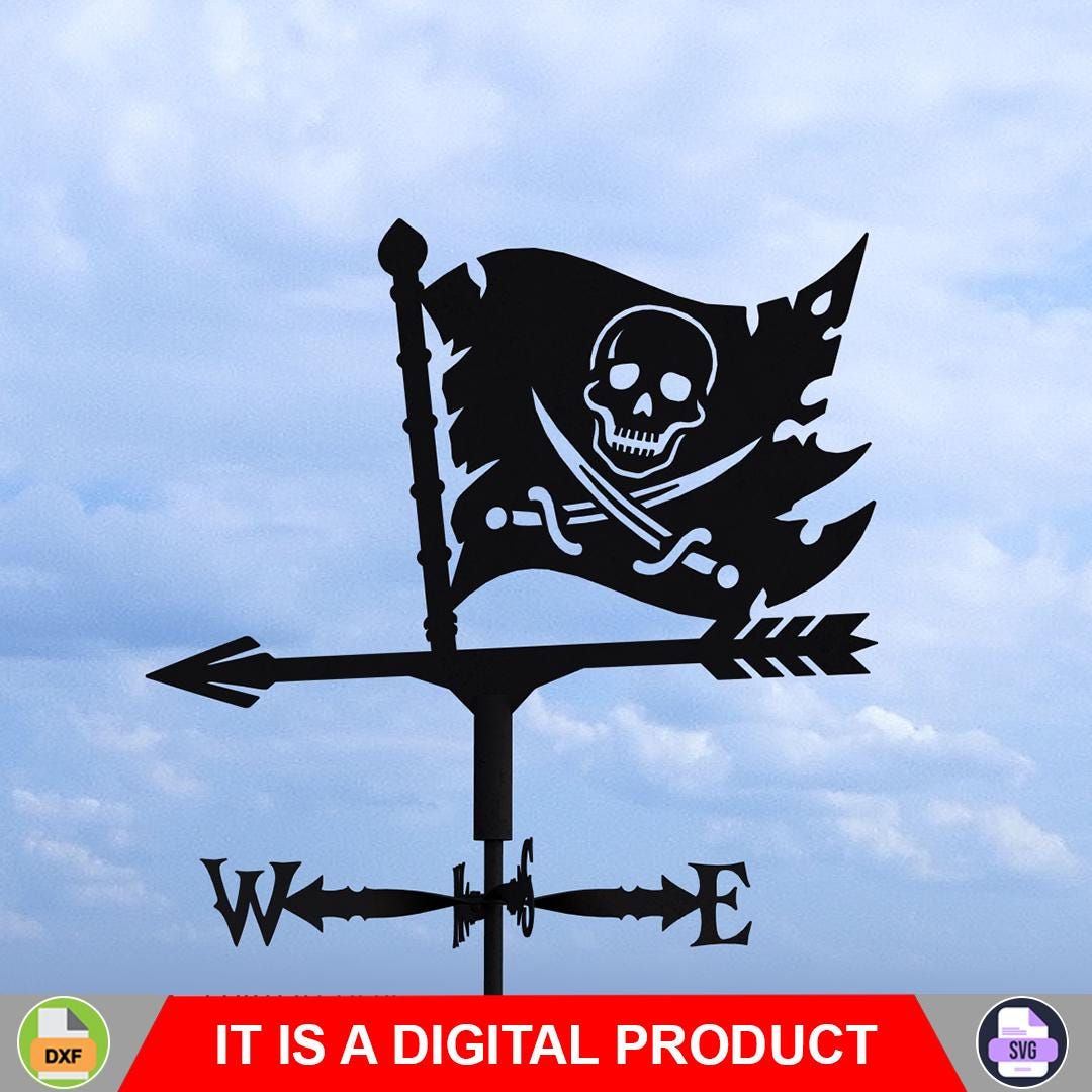 Jolly Roger Weather Vane Three Sizes. Digital Product, Files DXF, SVG ...