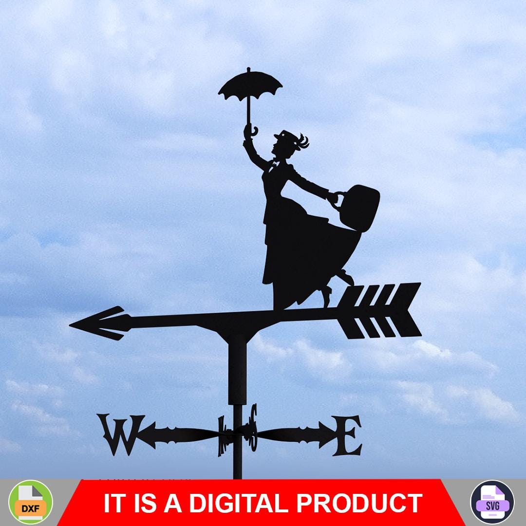 Mary Poppins Weather Vane Three Sizes. Digital Product, Files DXF, SVG ...