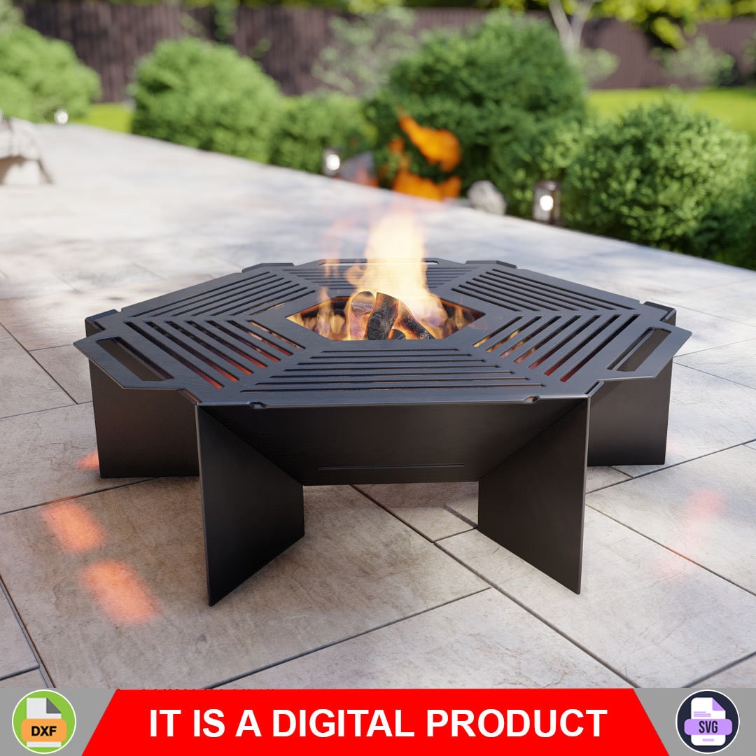 Fire Pit With Grill Hexagon V2. Digital Product, Files DXF, SVG for CNC ...