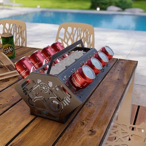 Beer and Soda Holder Engine V8. Digital Product, Files DXF, SVG for CNC ...