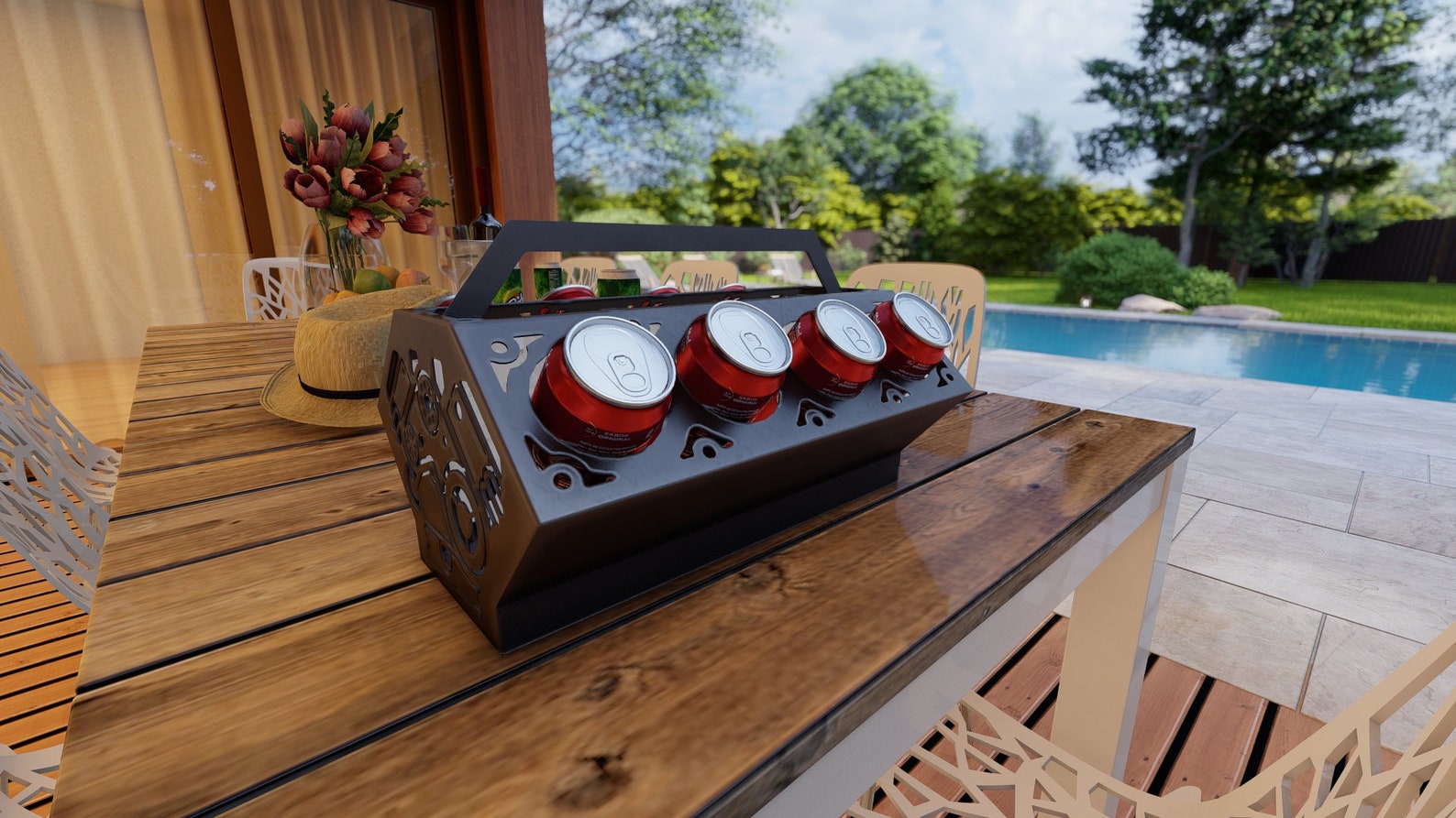 Beer and Soda Holder Engine V8. Digital Product, Files DXF, SVG for CNC ...