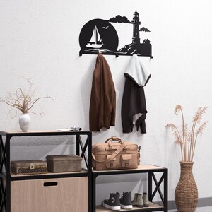 Lighthouse and Sailboat Wall Coat Rack, Digital Product, Files DXF, SVG ...
