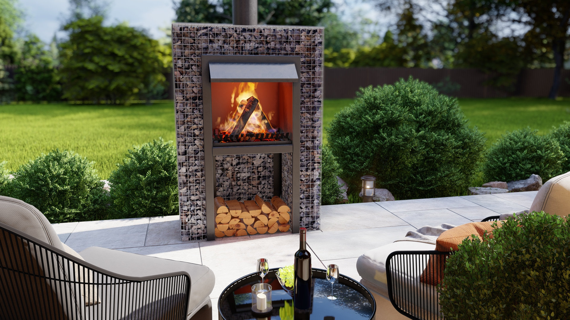 Gabion Fireplace. Digital Product, Files DXF, SVG for CNC, Plasma ...