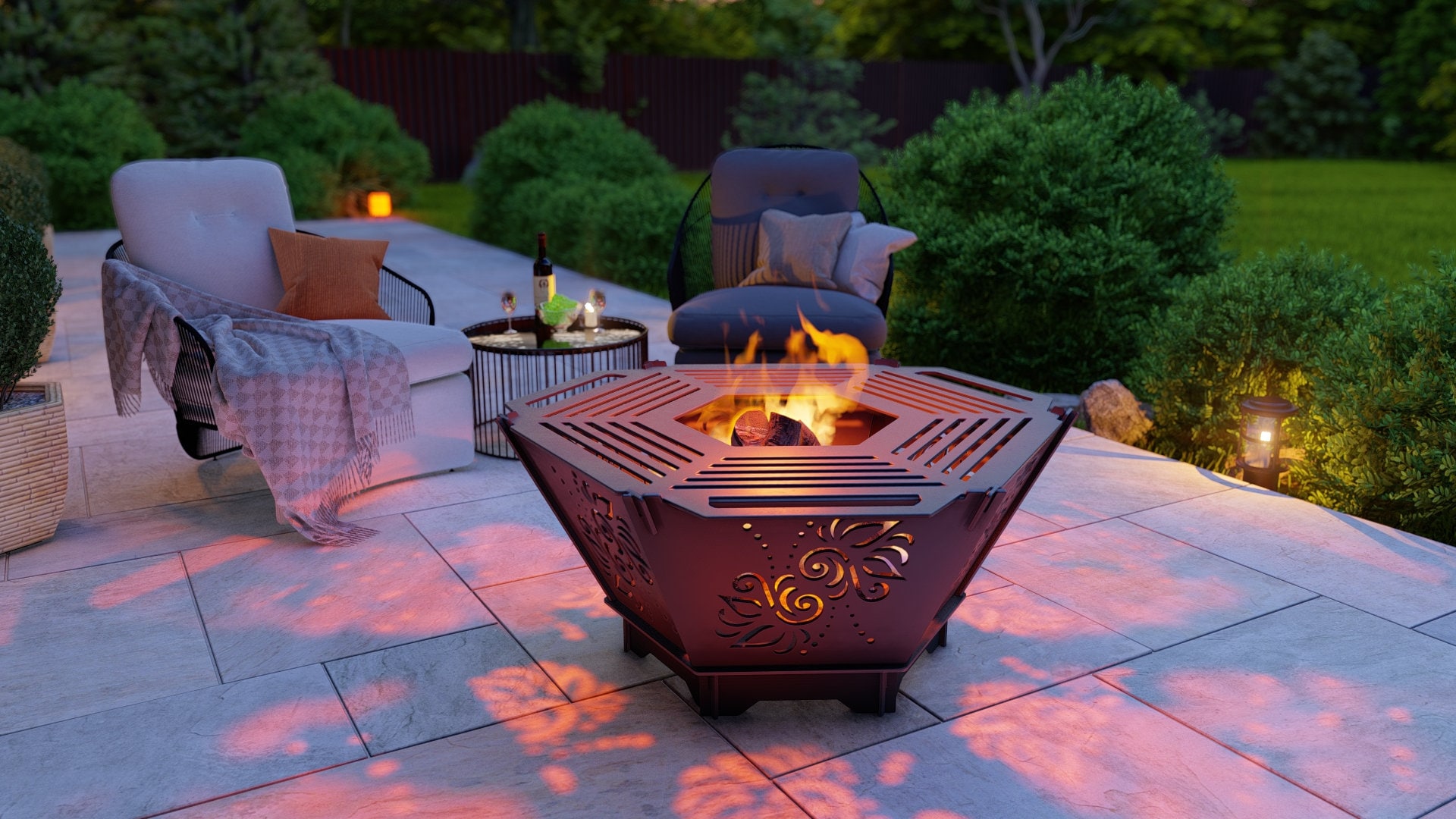 Fire Pit With Grill Hexagon 5 in 1. Digital Product, Files DXF, SVG for ...