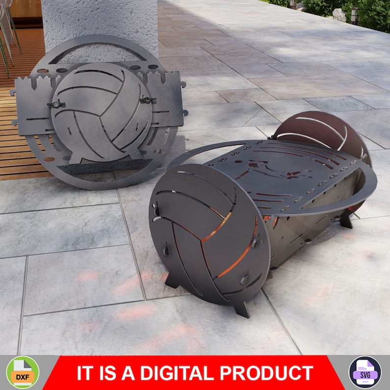Volleyball Fire Pit With Grill. Digital Product, Files DXF, SVG for CNC, Plasma, Laser. Portable ...