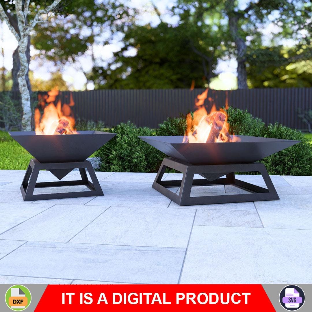 Fire Pit Square Fly 2 Sizes. Digital Product, Files DXF, SVG for CNC ...