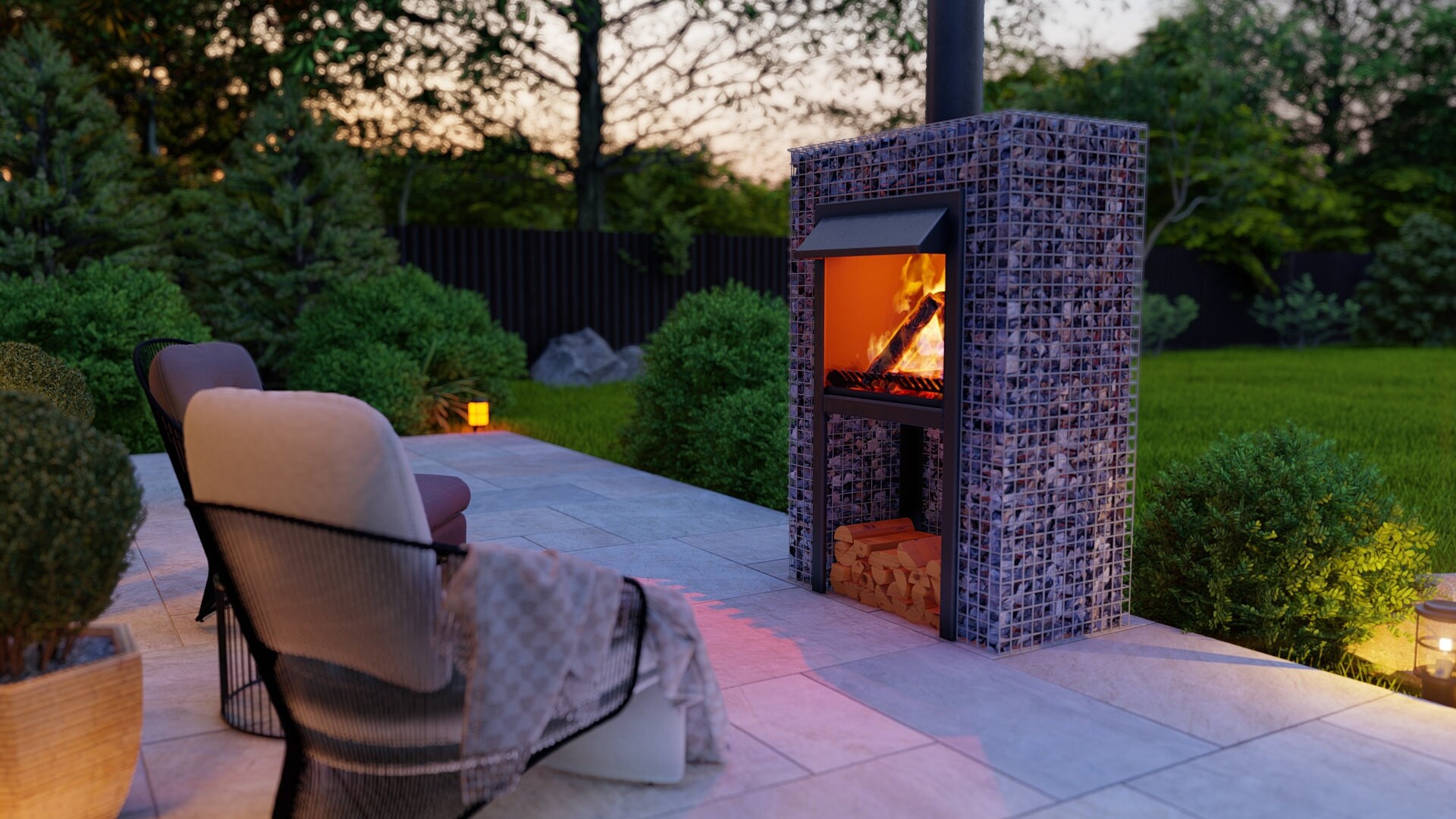 Gabion Fireplace. Digital Product, Files DXF, SVG for CNC, Plasma ...