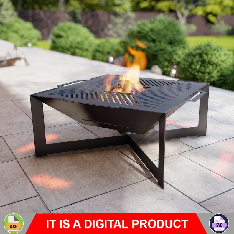 Fire Pit With Grill Square V3. Digital Product, Files DXF, SVG for CNC ...