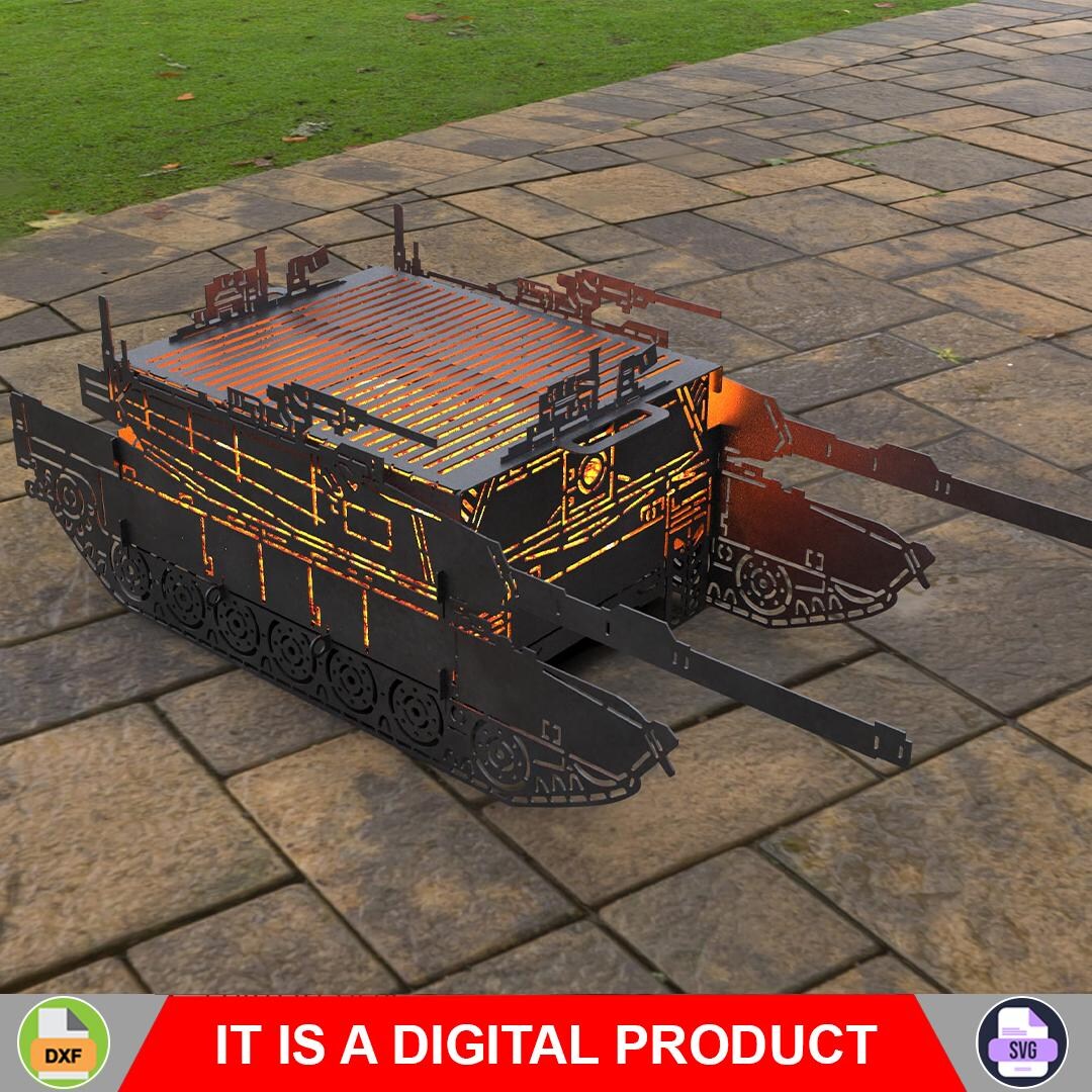 Tank Fire Pit Length 60", Digital Product, Files DXF, SVG for Cnc ...