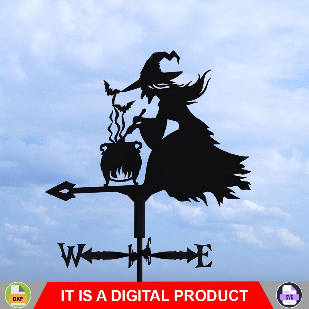 Witch Weather Vane V3 Three Sizes. Digital Product, Files DXF, SVG for ...