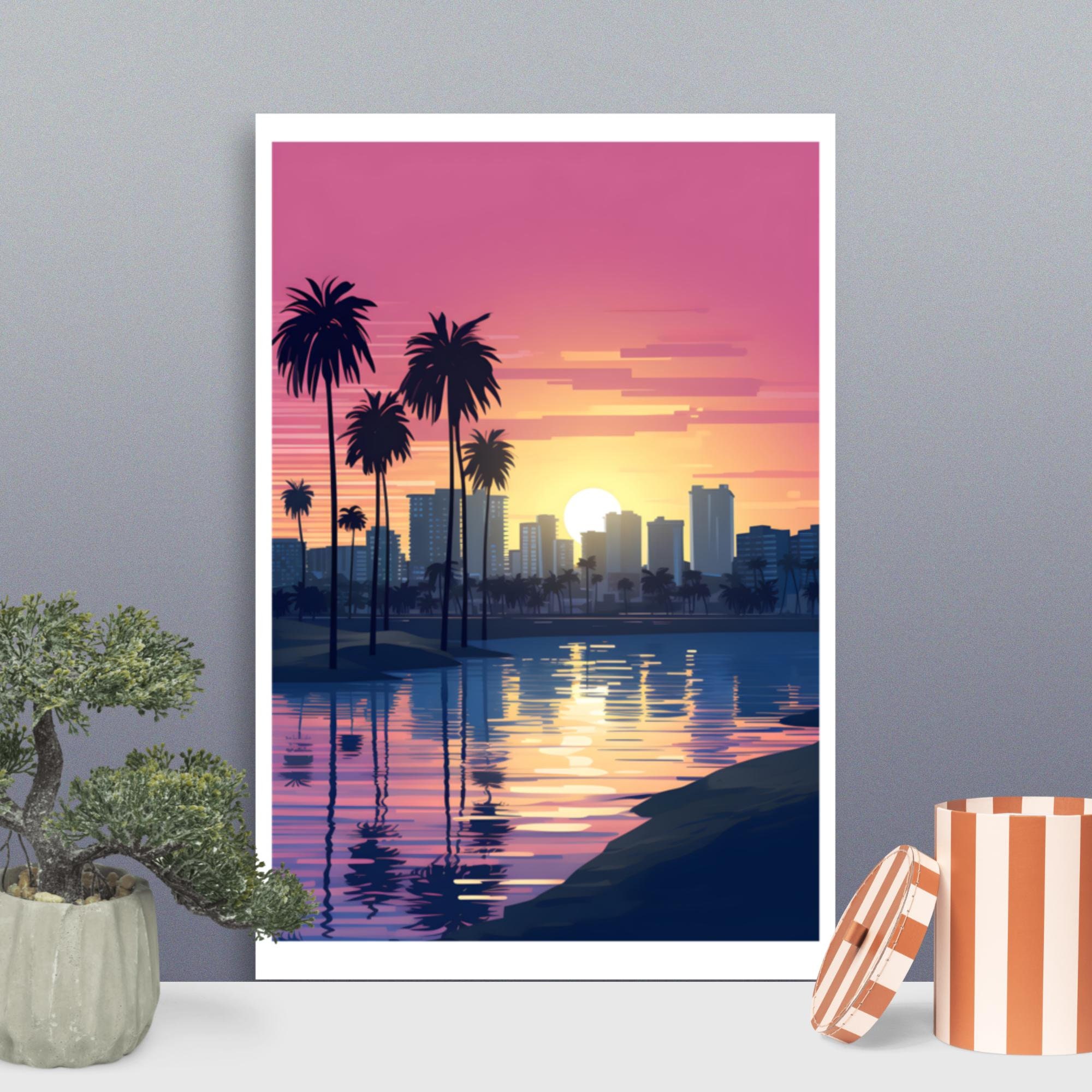 Vice City Wall Art / Mural / Caricature Art No Text Sunset Home Decor ...