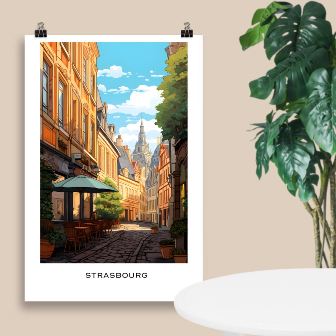 Strasbourg Wall Art/ Mural Caricature Art Strasbourg City Home Decor ...