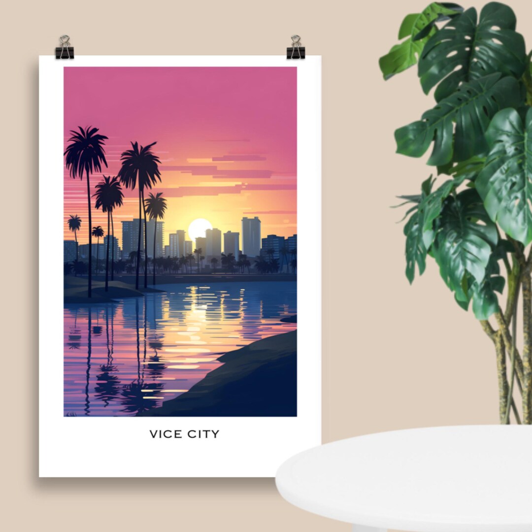 Vice City Wall Art / Mural Caricature Art Vice City Home Decor Gift Art ...
