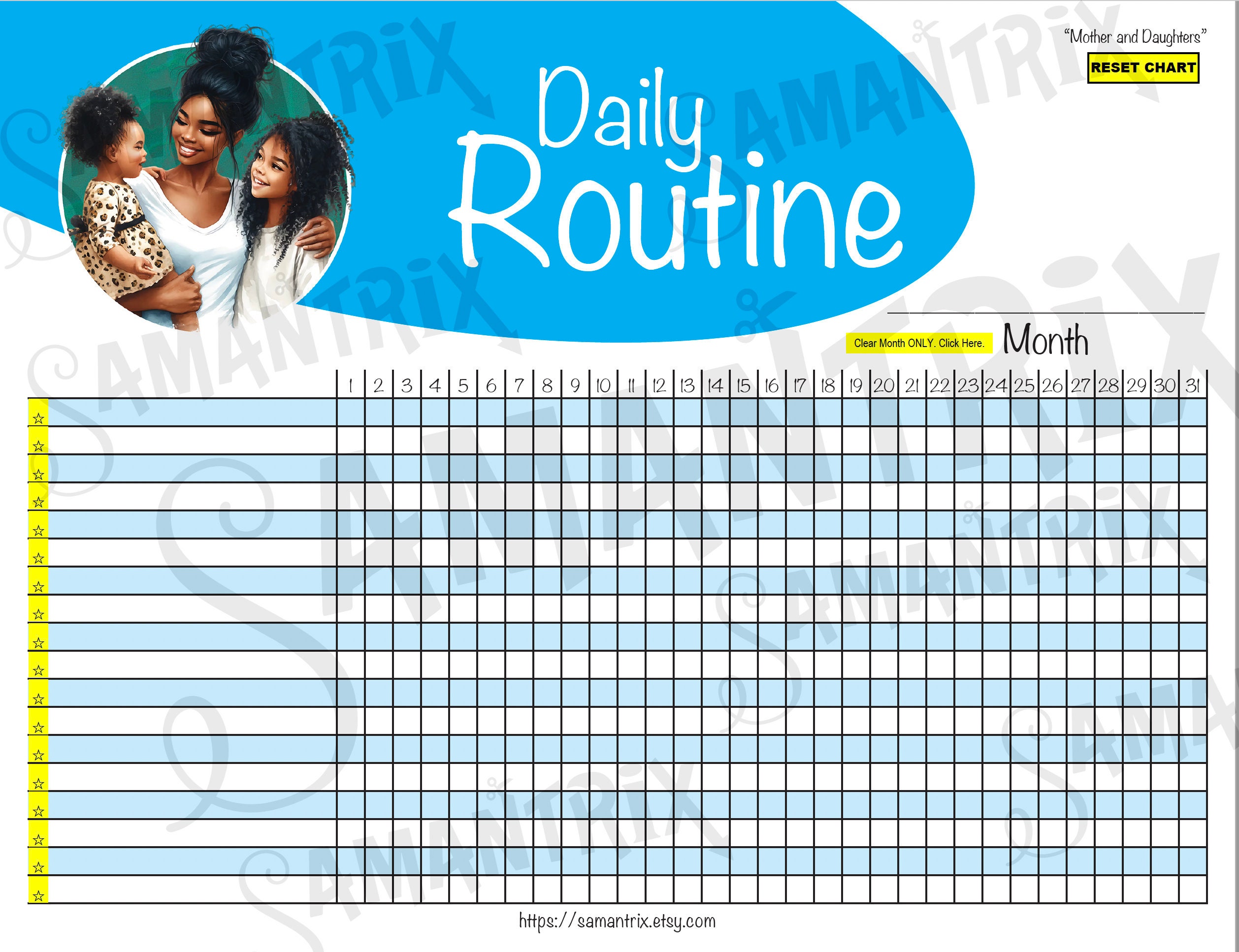 Daily Routine Tracking Chart Printable and Interactive PDF 2 Files - Etsy