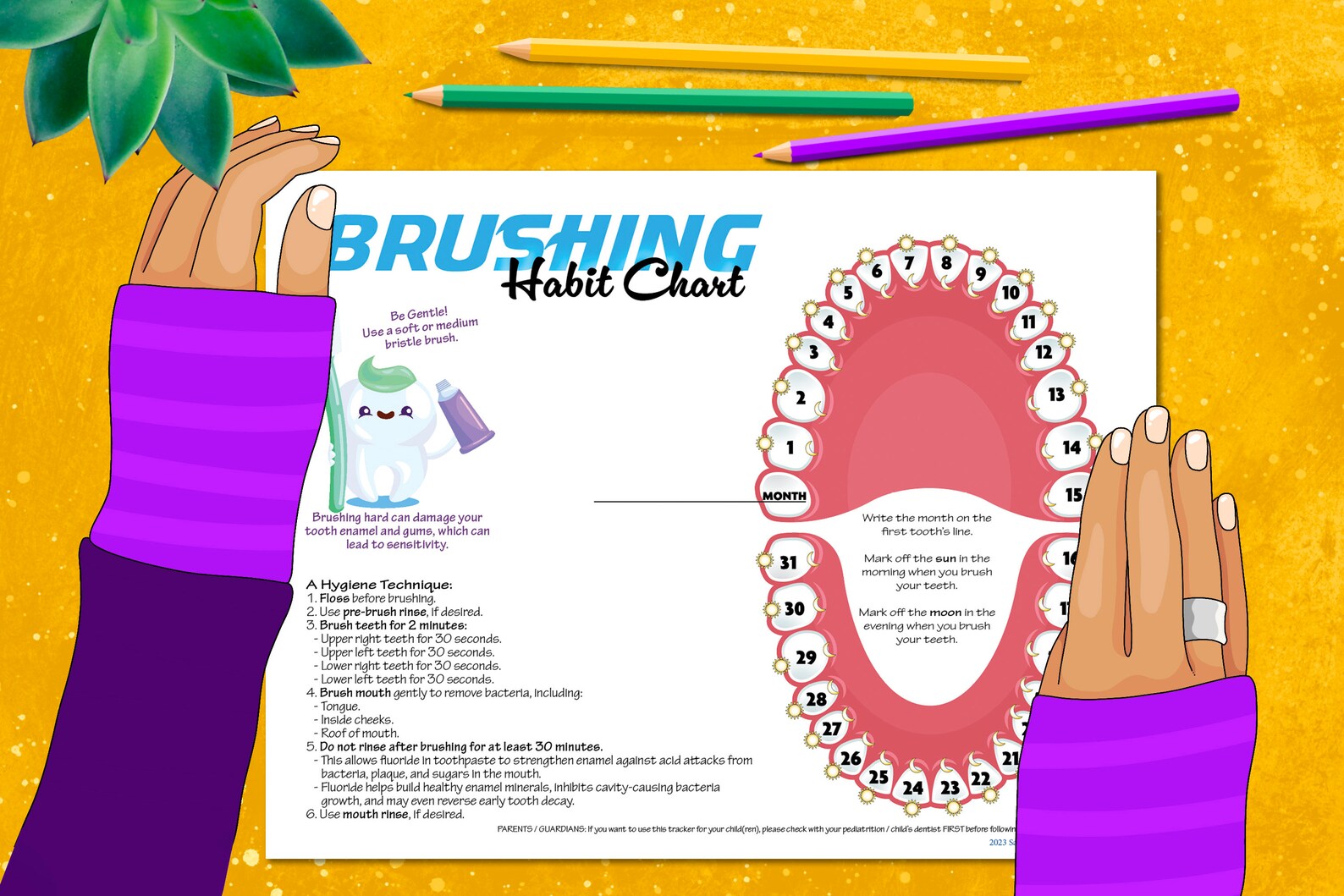 Printable Teeth Brushing Habit Chart for Adults and Teens - Etsy UK