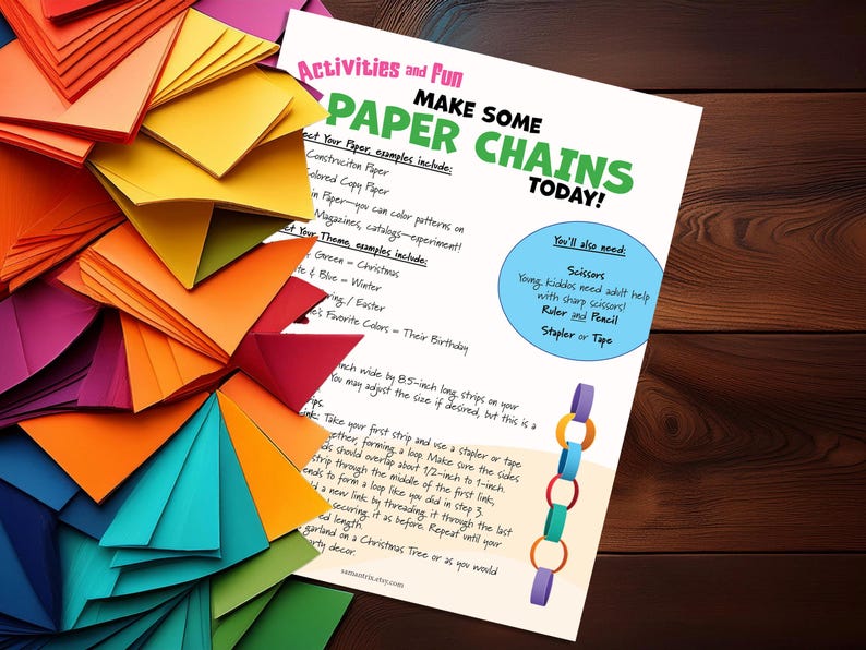 Paper Chain Activity, Printable Instructions, Fun Paper Activity Kids ...