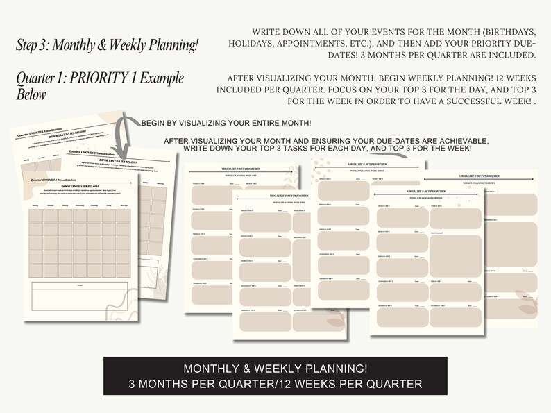 Ultimate 12 Week Year Printable Planner! Instant Download & Editable - Etsy