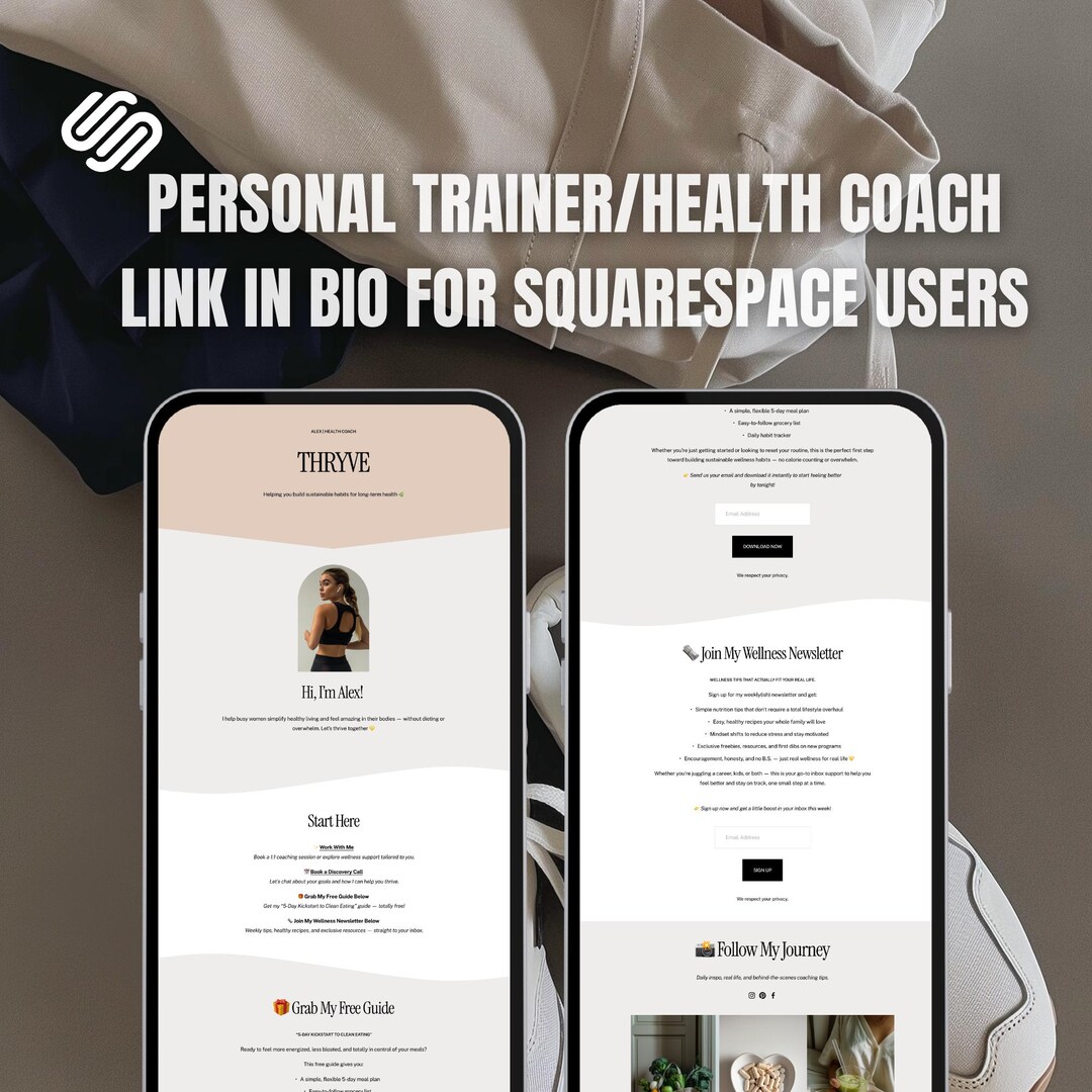 Squarespace Link in Bio Template for Health & Fitness Coaches, Linktree ...