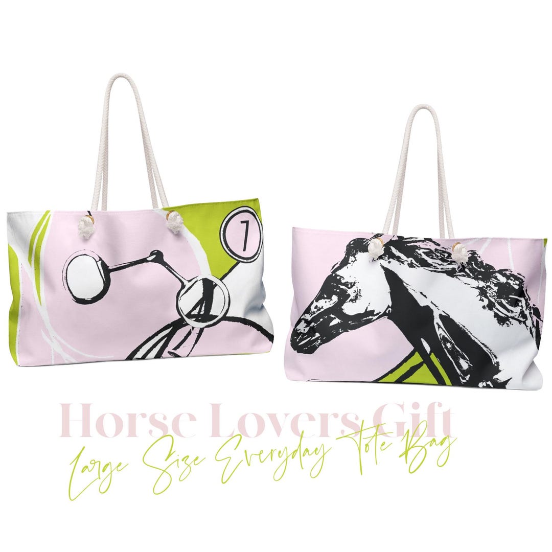 Horse Tote Bag, Preppy Pink Everyday Bag, Horse Lovers Gift, Dressage ...