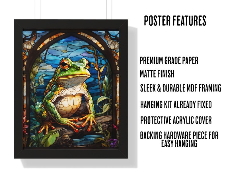 Weirdcore Frog Stained Glass Poster, Colorful Medieval Frog ...