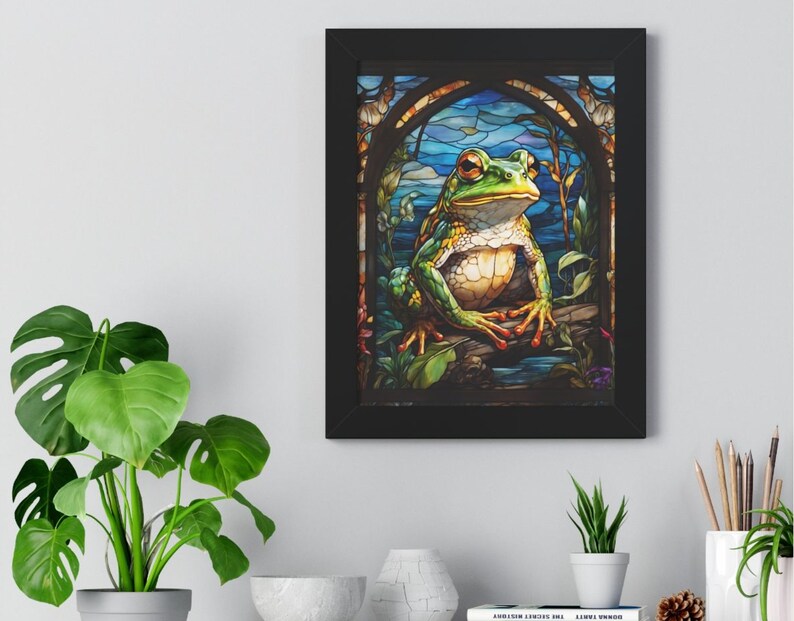 Weirdcore Frog Stained Glass Poster, Colorful Medieval Frog ...