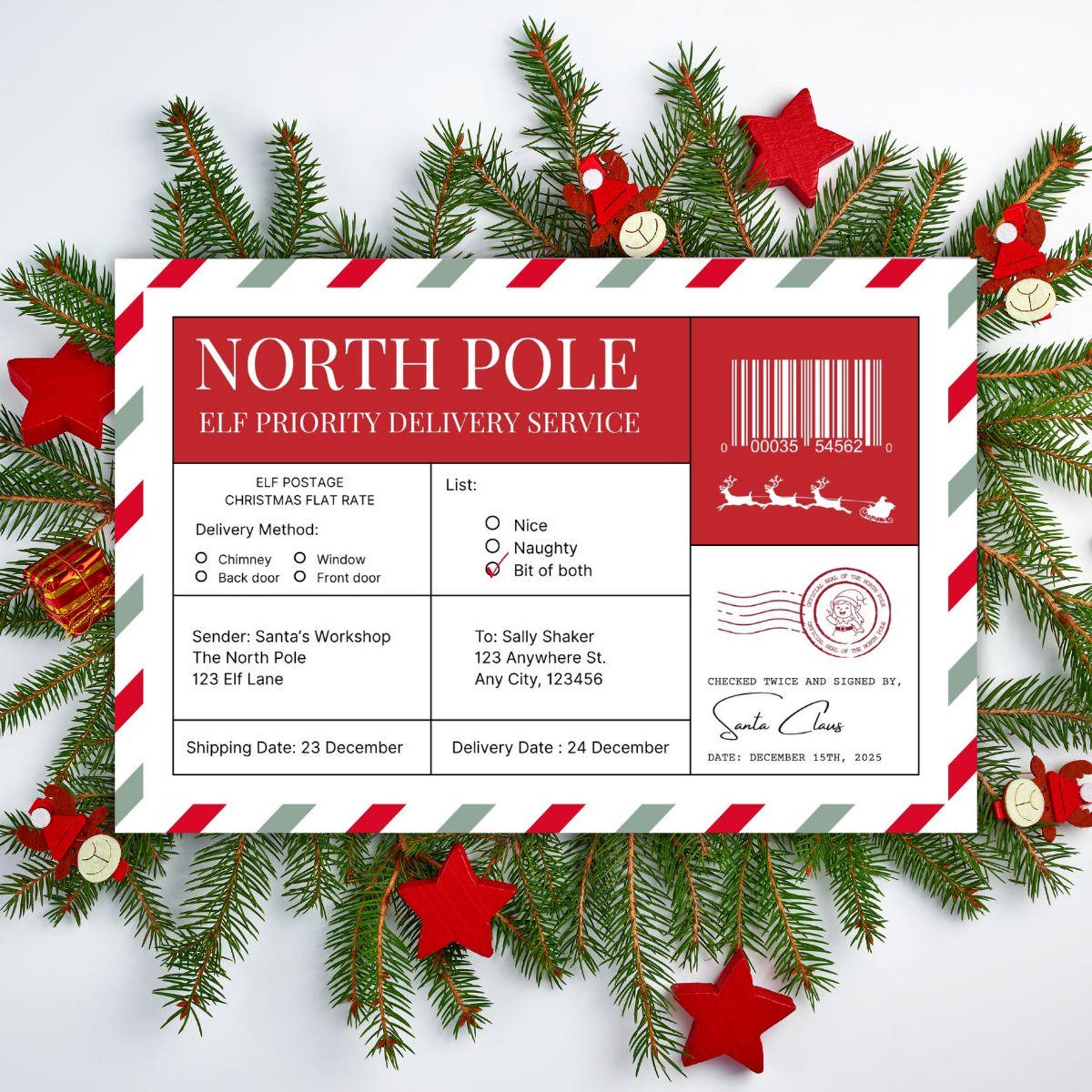 Editable Santa's North Pole Shipping Labels (canva Template) - Etsy