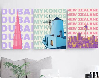 Mega World Travel Printable Art Set, 24 Watercolor Travel Gallery Set ...