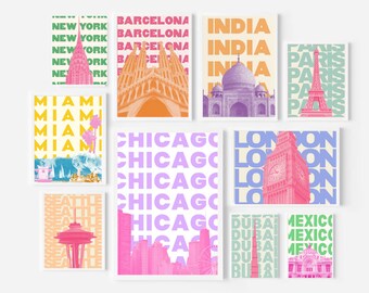 Mega World Travel Printable Art Set, 24 Watercolor Travel Gallery Set ...